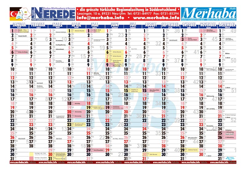 Merhaba 2025 Takvimleri çıktı!